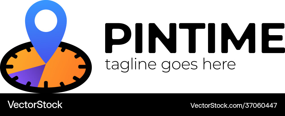 Pin time logo template design clock and map Vector Image