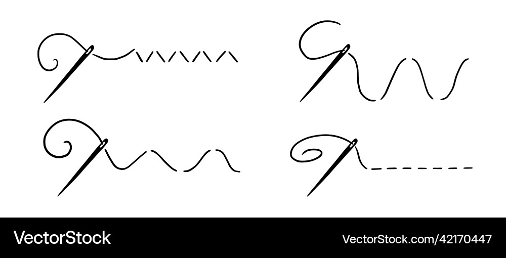 Tailor needle with thread Royalty Free Vector Image