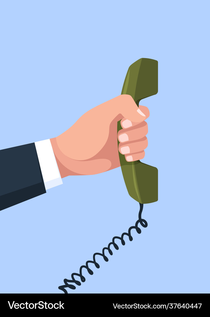 Telephone in hand arm holding handset Royalty Free Vector