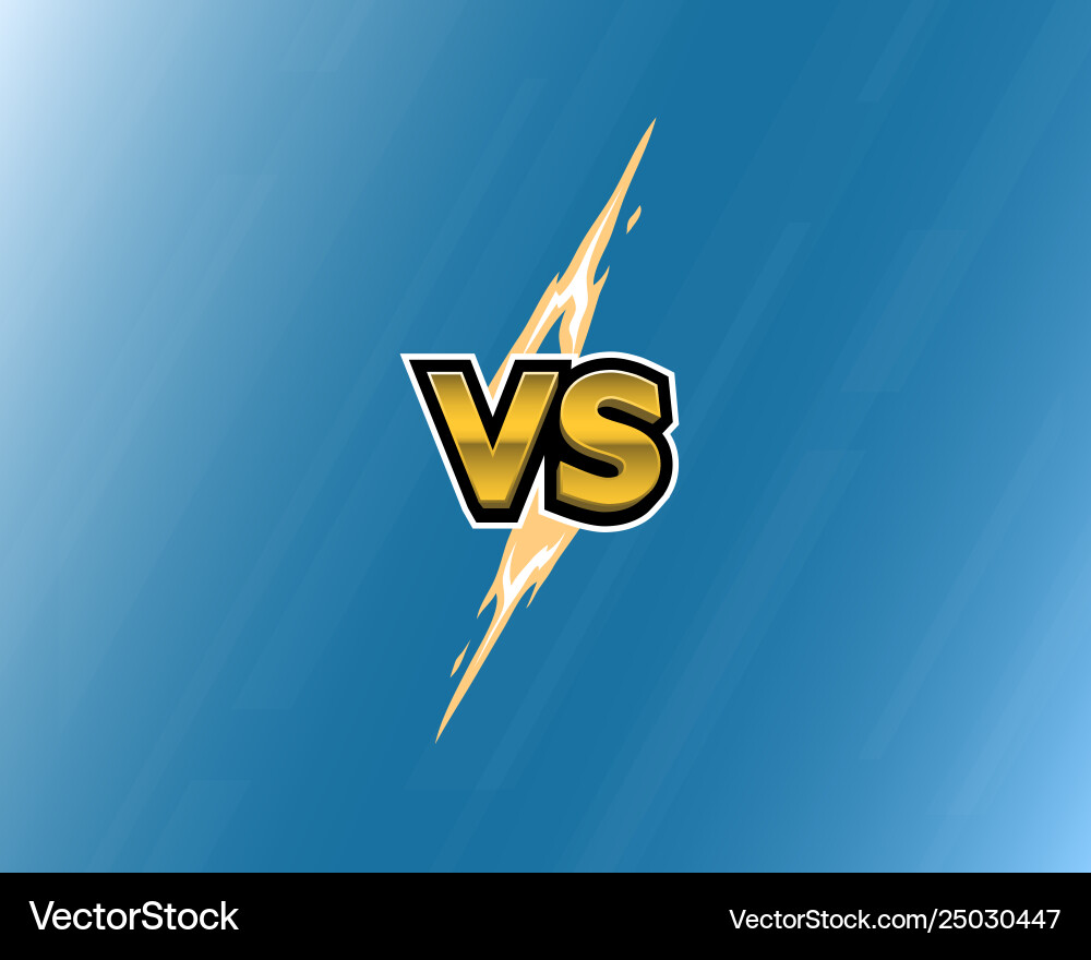 Vs letters lightning on blue background versus Vector Image