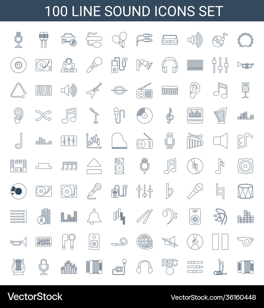 100 Soundsymbole Lizenzfreies Vektorbild - VectorStock