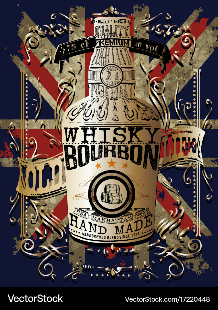 A bottle of whisky Royalty Free Vector Image - VectorStock