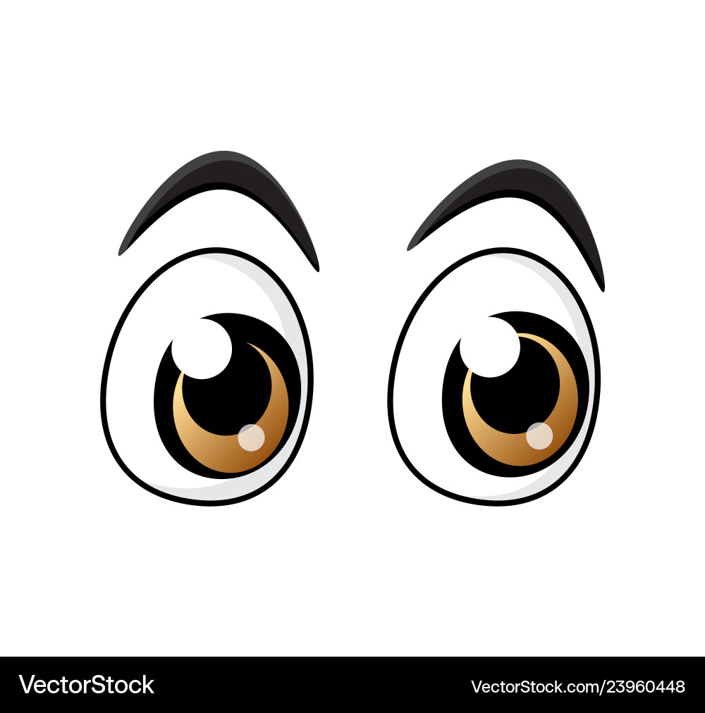 Brown cartoon character eyes set isolated Vector Image
