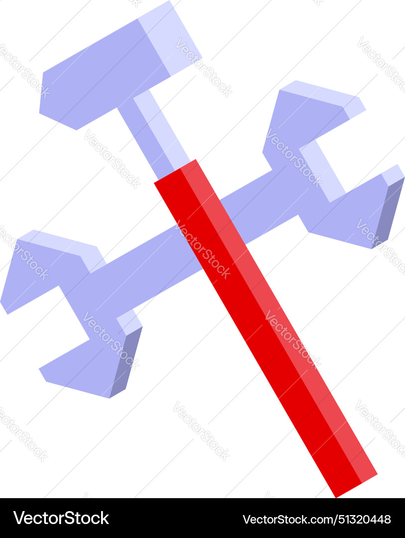 Cartoon wrench and hammer crossed tools icon Vector Image