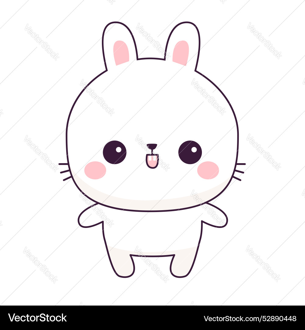 Chibi bunny rabbit icon round face cute cartoon Vector Image