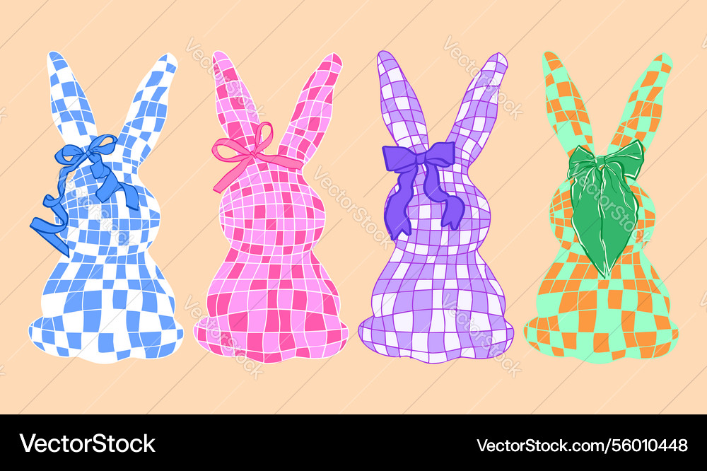 Coquette gingham easter bunny Royalty Free Vector Image