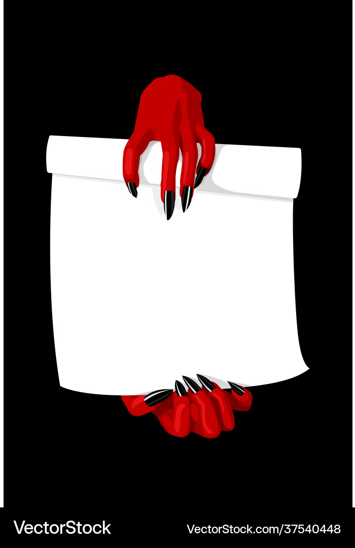 Devil hands holding contract Royalty Free Vector Image