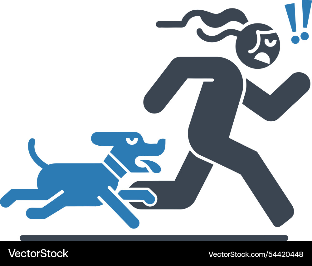 Dog chasing person icon Royalty Free Vector Image
