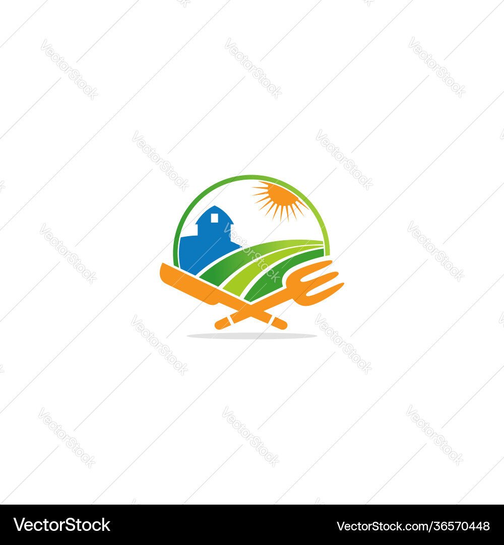 Farm landscape ranch food logo Royalty Free Vector Image