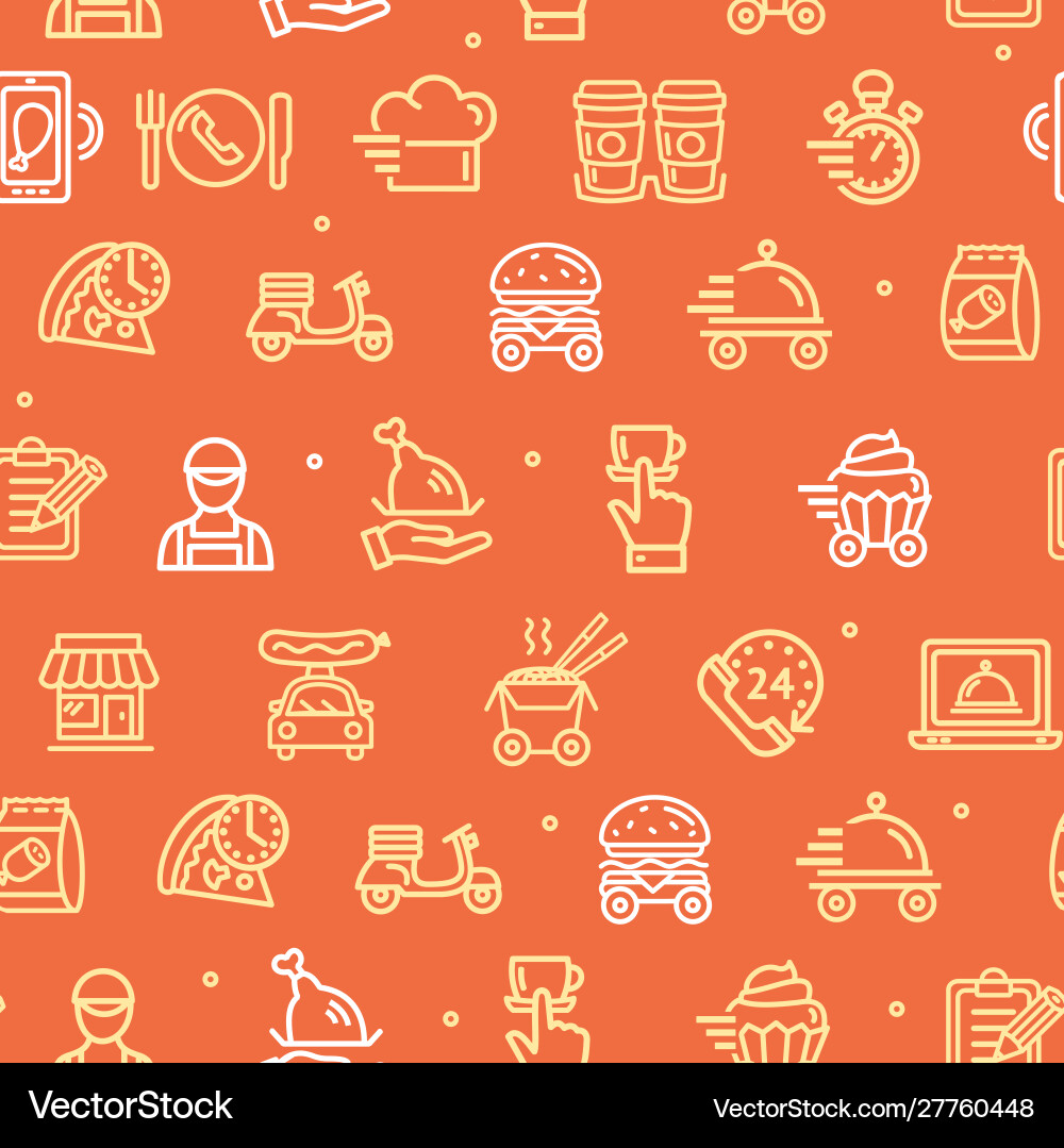 Food delivery service signs seamless pattern Vector Image
