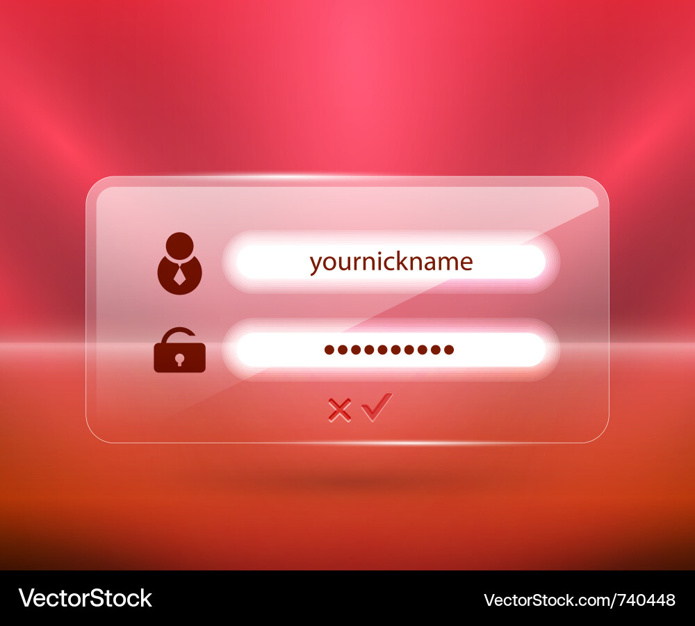Glass login page Royalty Free Vector Image - VectorStock