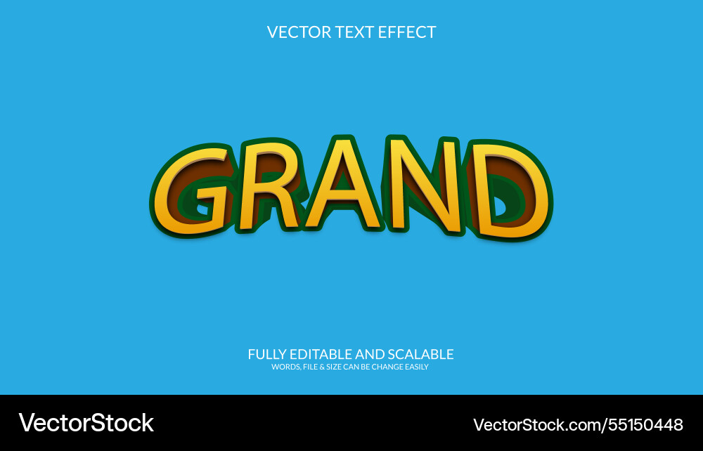 Grand 3d text effect design Royalty Free Vector Image