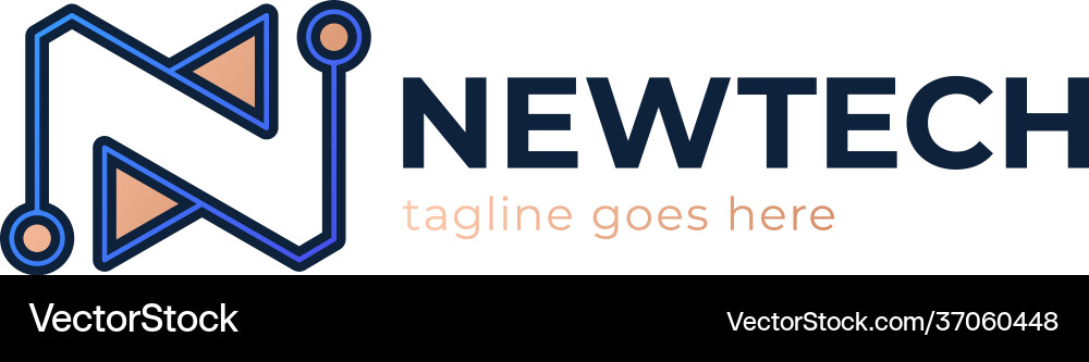 Letter n tech logo design template Royalty Free Vector Image