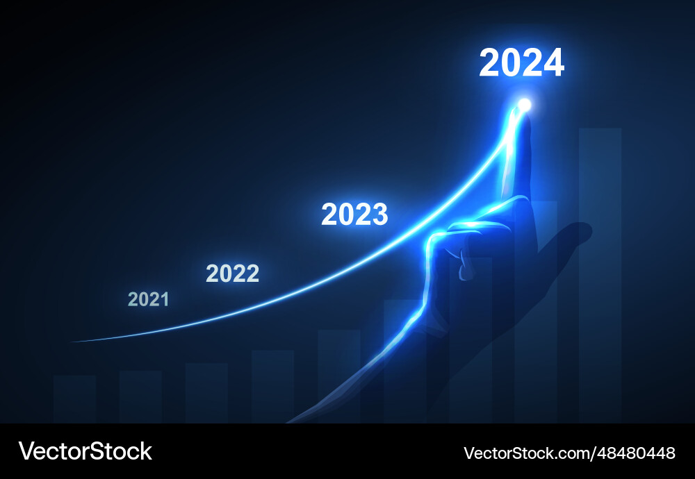 Neon Growth 2024 - Digital Future Royalty Free Vector Image