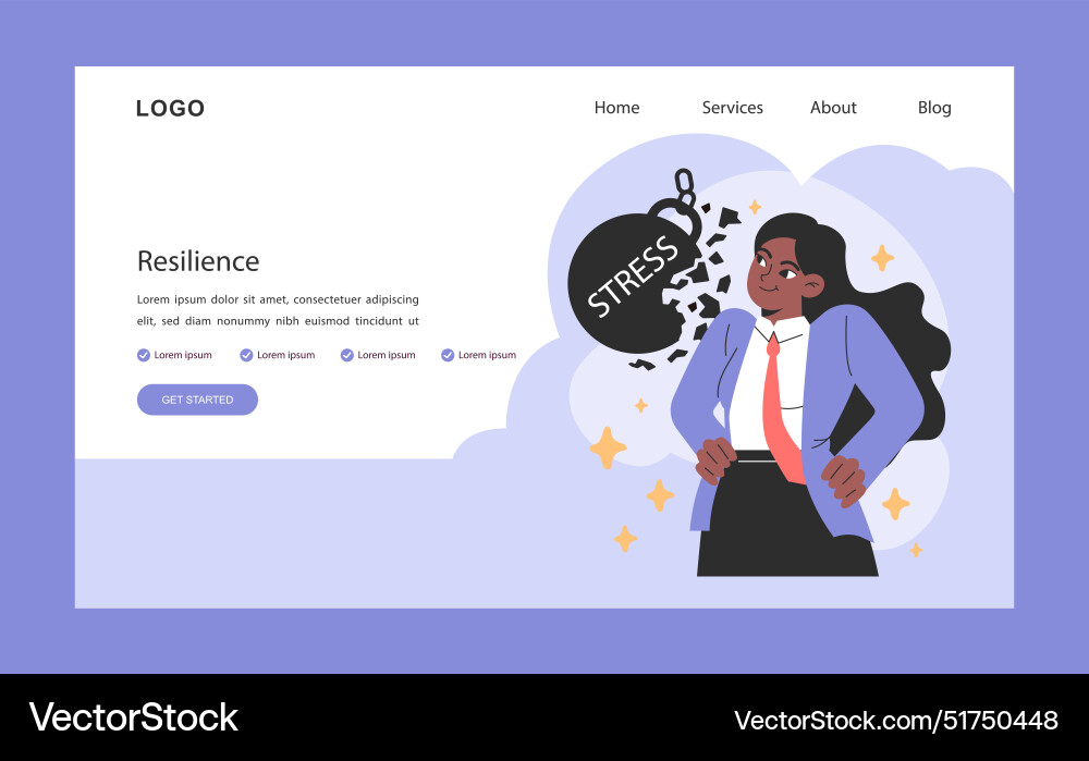 Professional burnout resilience web banner or Vector Image