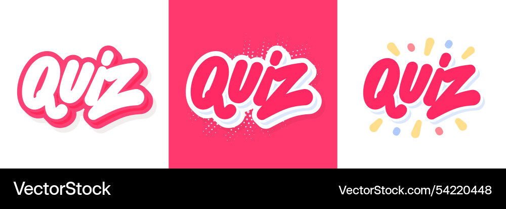 Quiz word handwritten typography three Royalty Free Vector