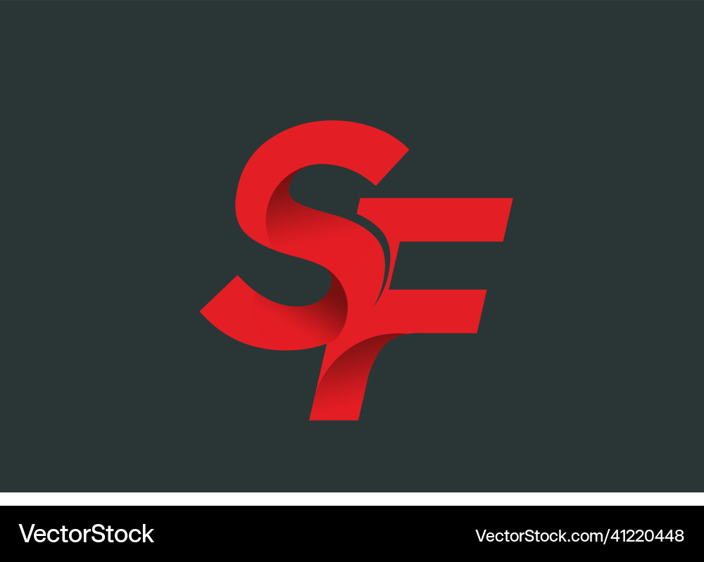 Red color of sf initial letter Royalty Free Vector Image
