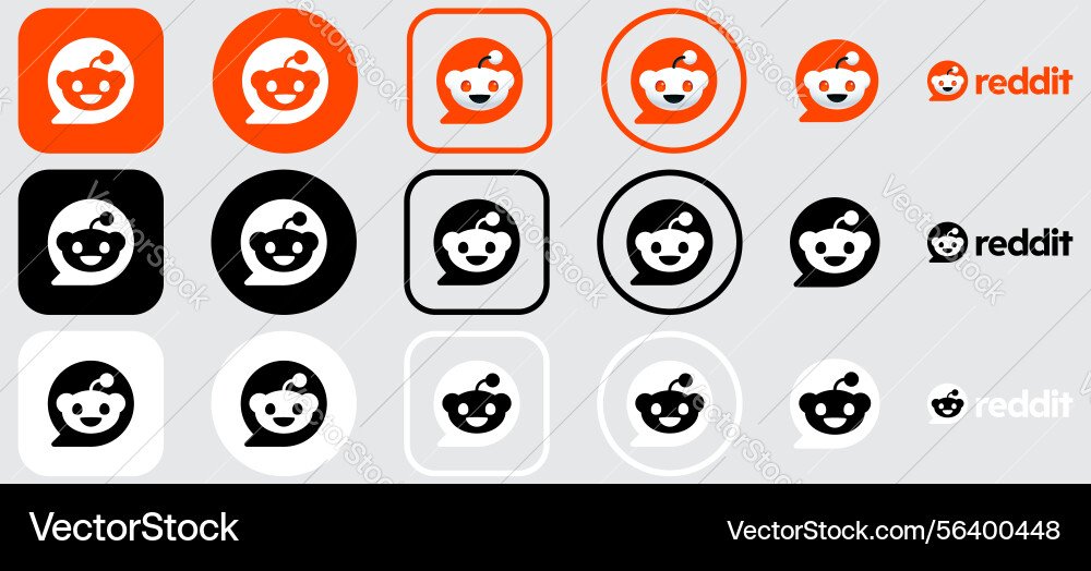 Reddit logo mega bundle icon set app Royalty Free Vector