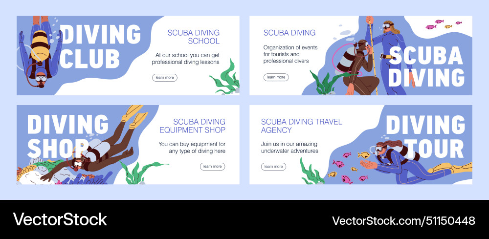 Scuba diving adventure underwater marine banners Vector Image
