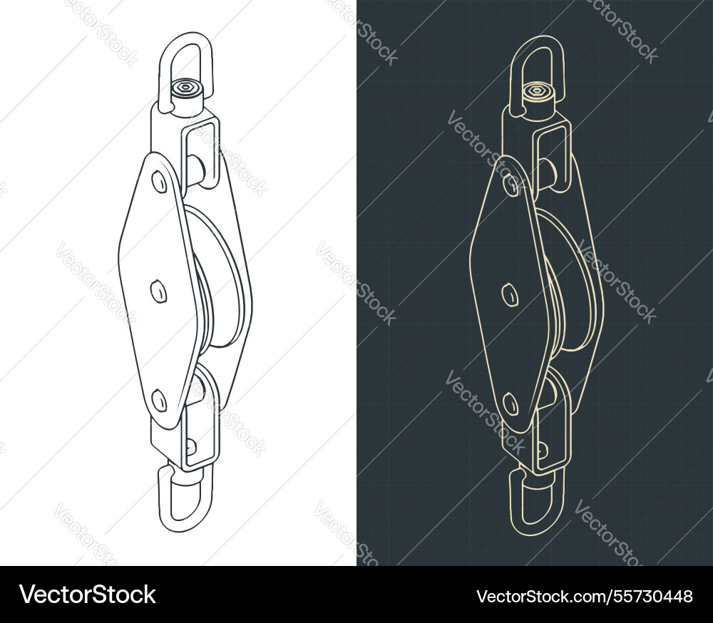 Single block for yacht rigging isometric Vector Image