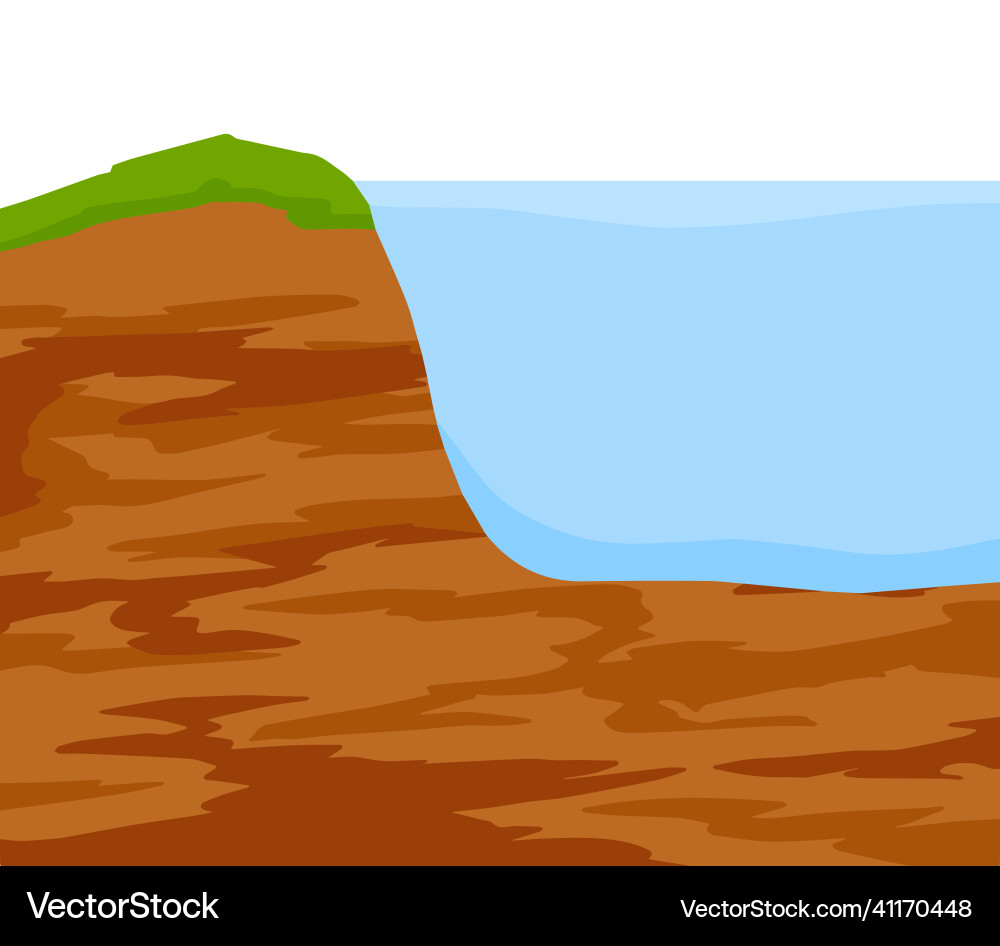 Water shore land in cross section Royalty Free Vector Image