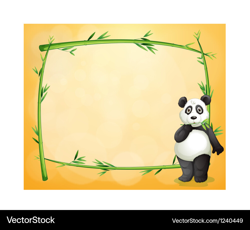 A panda standing at the right side of bamboo Vector Image