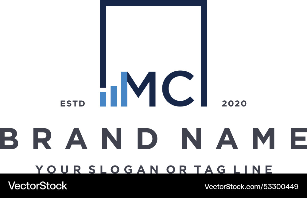 Creative letter mc square logo finance design Vector Image