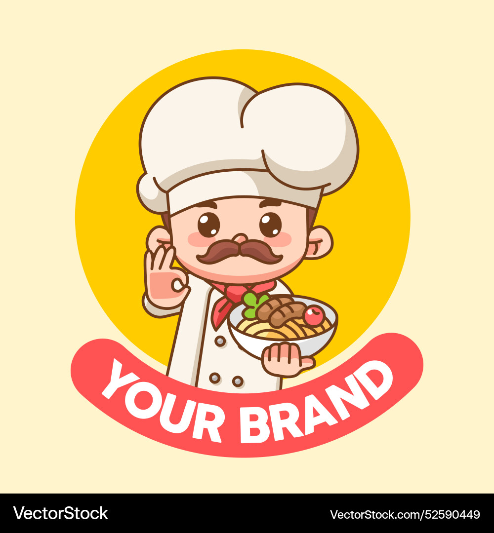 Cute man chef cook chibi kawaii character mascot Vector Image
