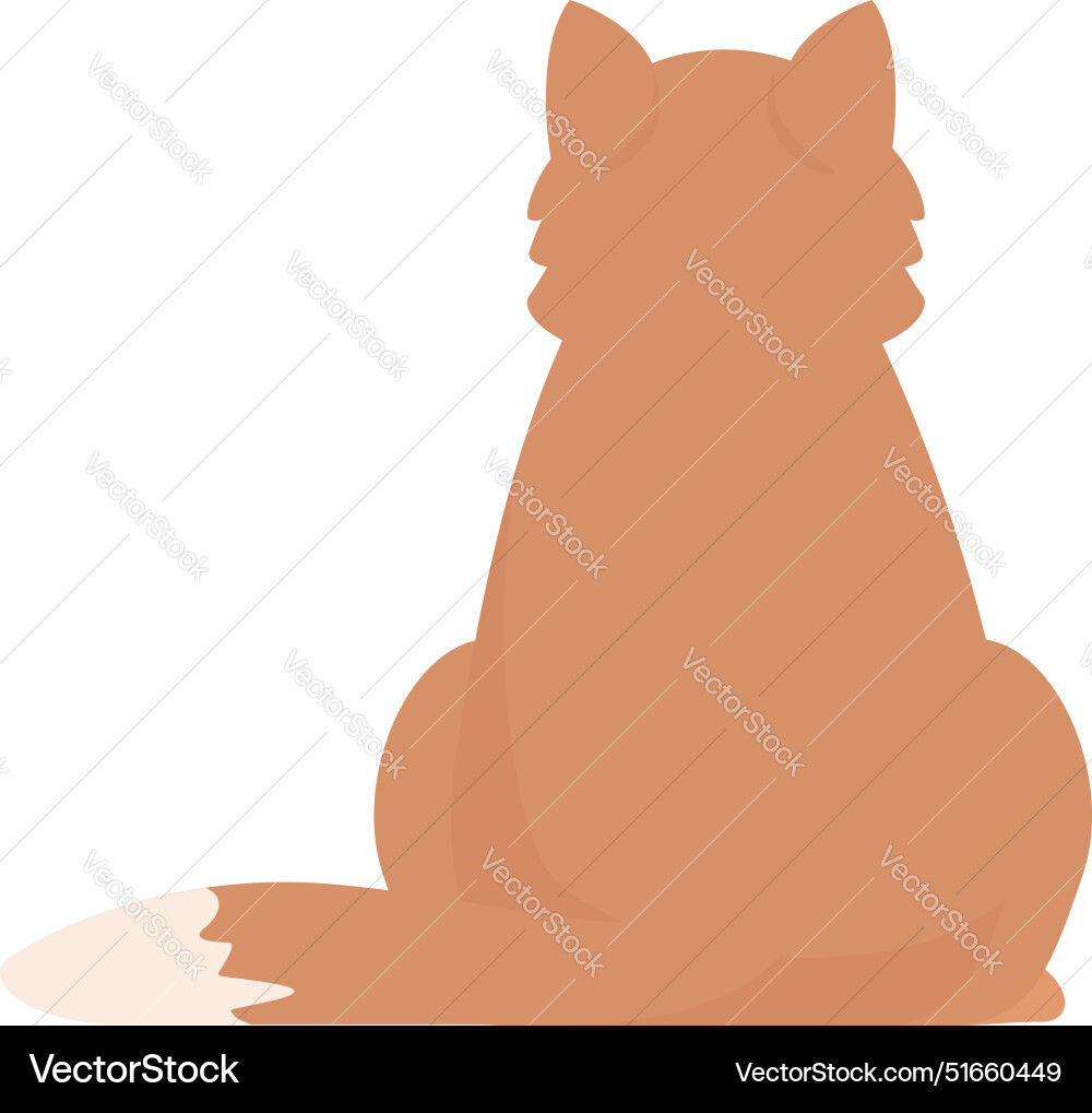 Cute red fox sitting showing back minimalist Vector Image