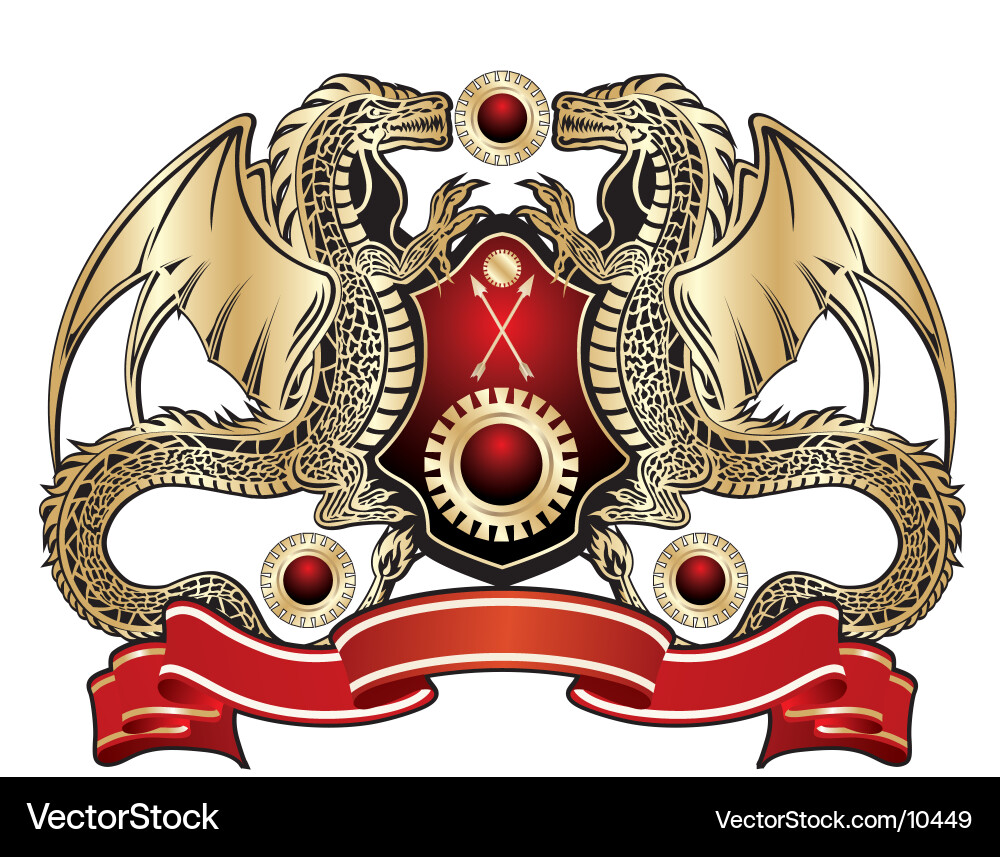 Heraldic dragon sign Royalty Free Vector Image