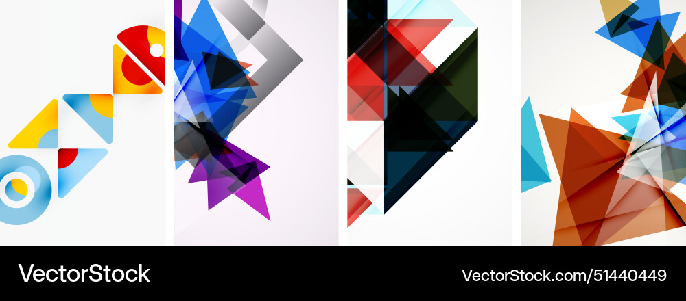 Set of colorful triangle poster cover template Vector Image