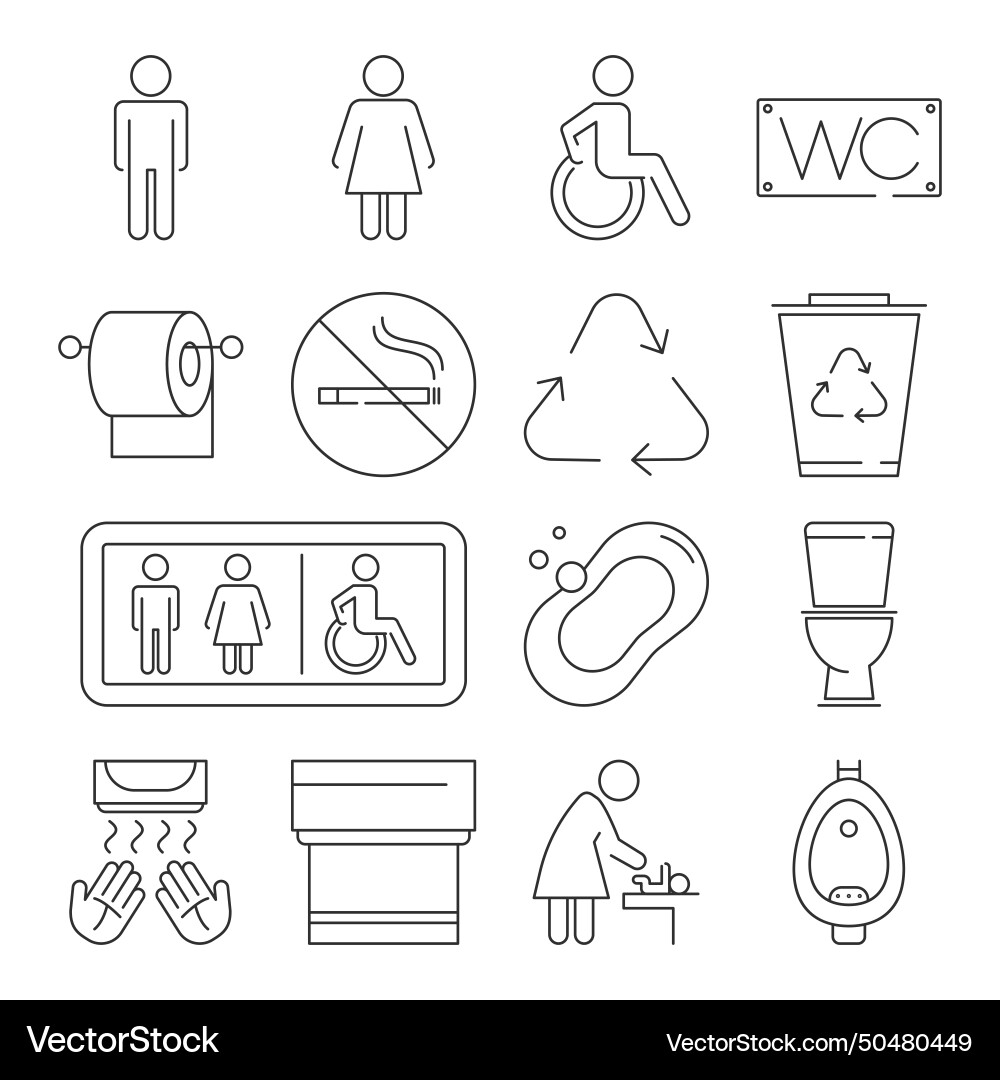 Toilet icons set isolated Royalty Free Vector Image