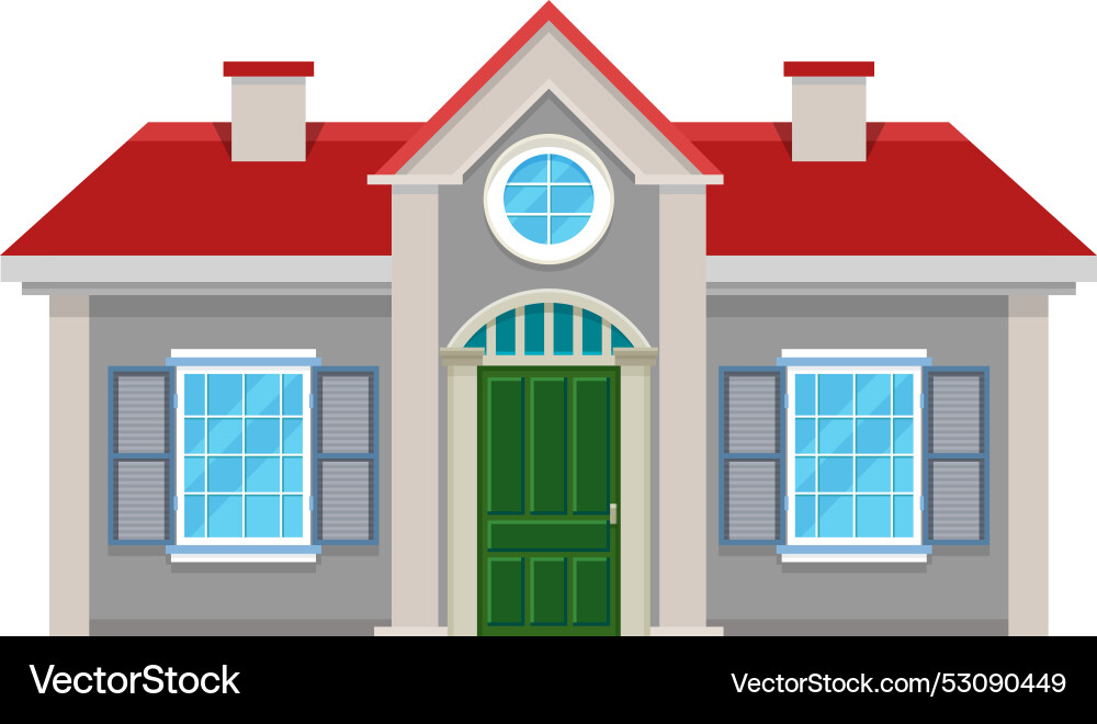 Villa color icon building facade house front Vector Image