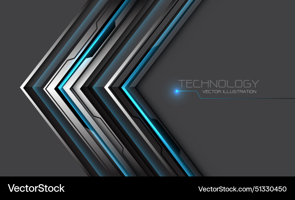 Abstract silver black circuit blue cyber arrow Vector Image