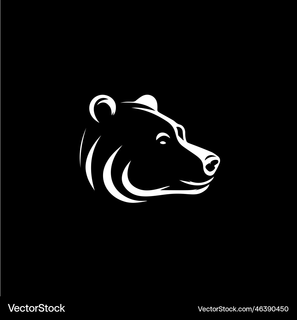Bear Head Silhouette Tattoo Logo Royalty Free Vector Image