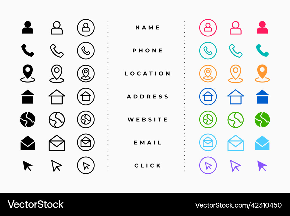 Business Card Icon Set Royalty Free Vector Image