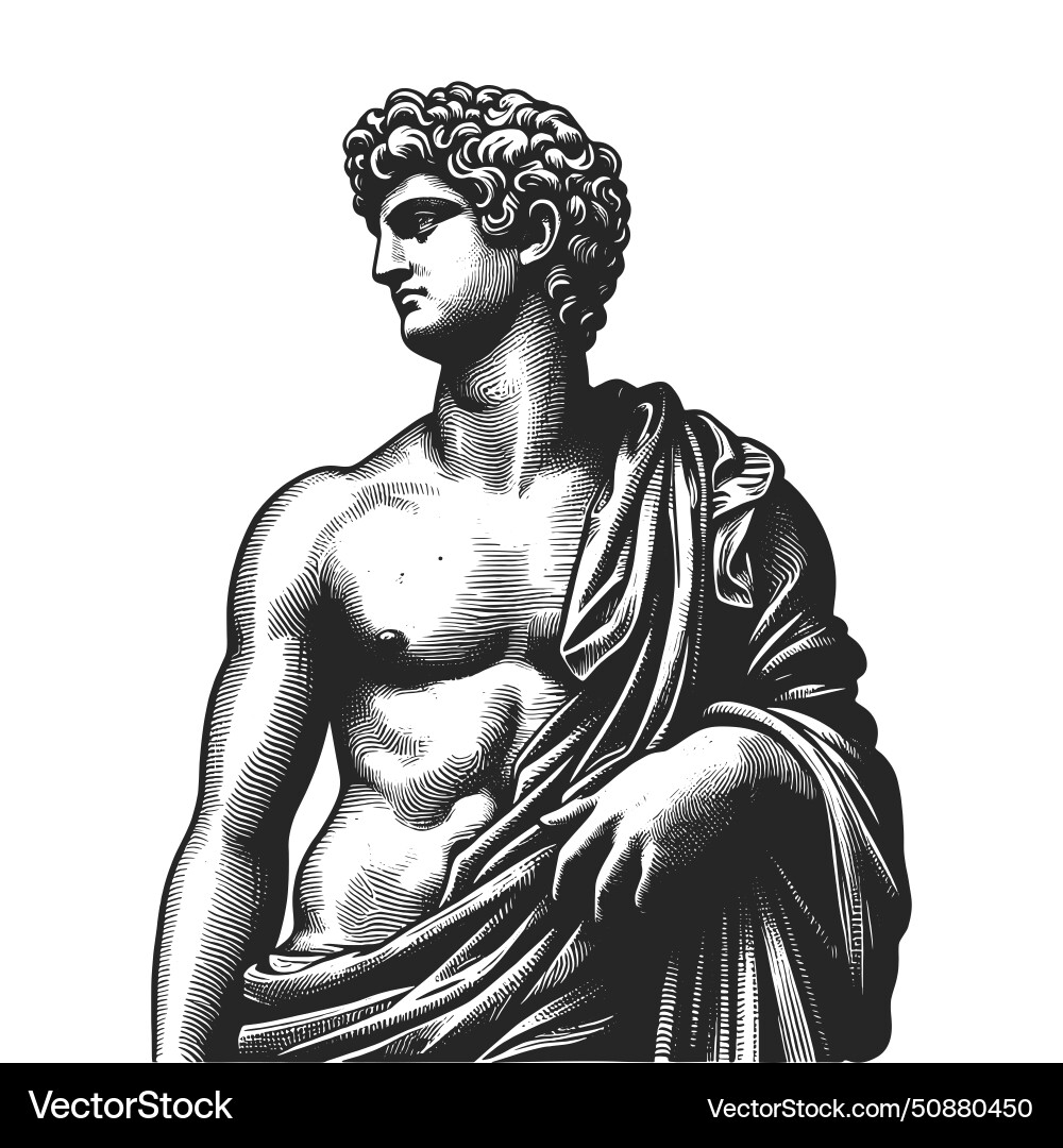 Classic greek statue engraving Royalty Free Vector Image