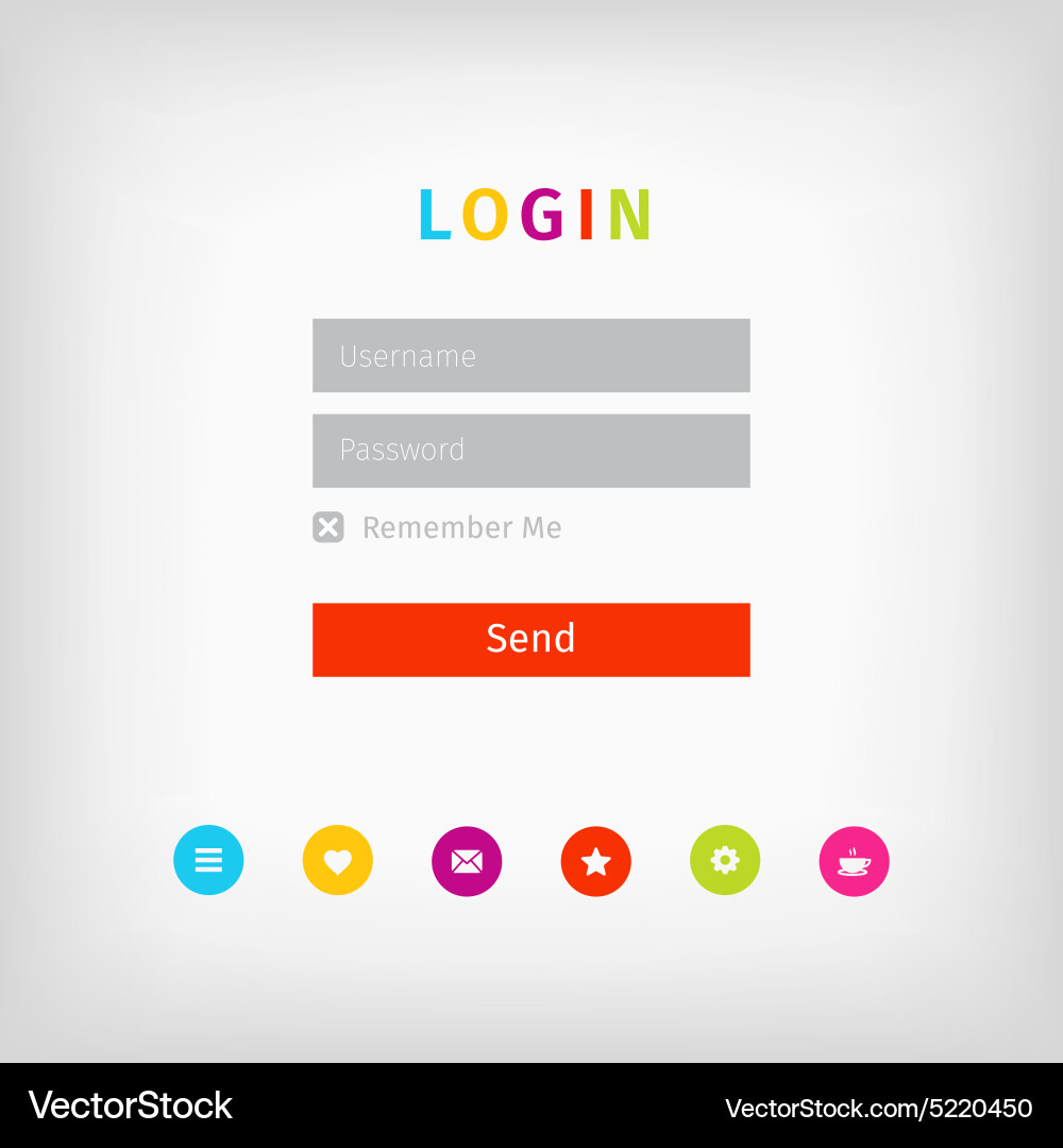 Colorful login page ui Royalty Free Vector Image