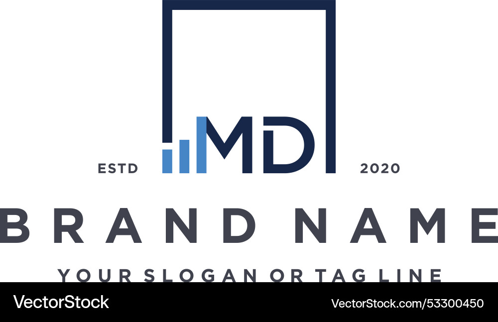 Creative letter md square logo finance design Vector Image
