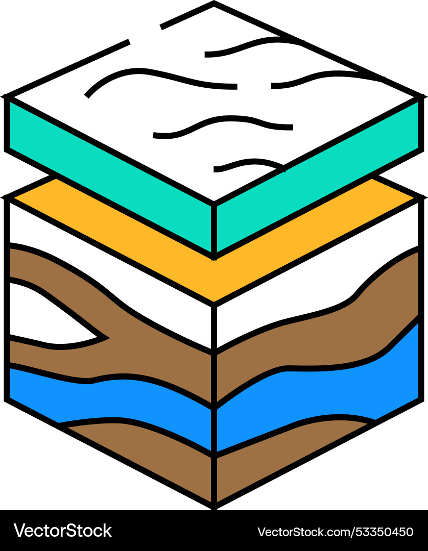 Geological modeling icon color Royalty Free Vector Image
