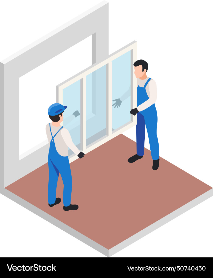 Installing new window composition Royalty Free Vector Image