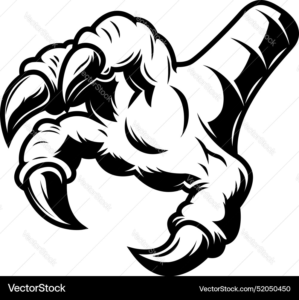 Monster hand with claws design element Royalty Free Vector