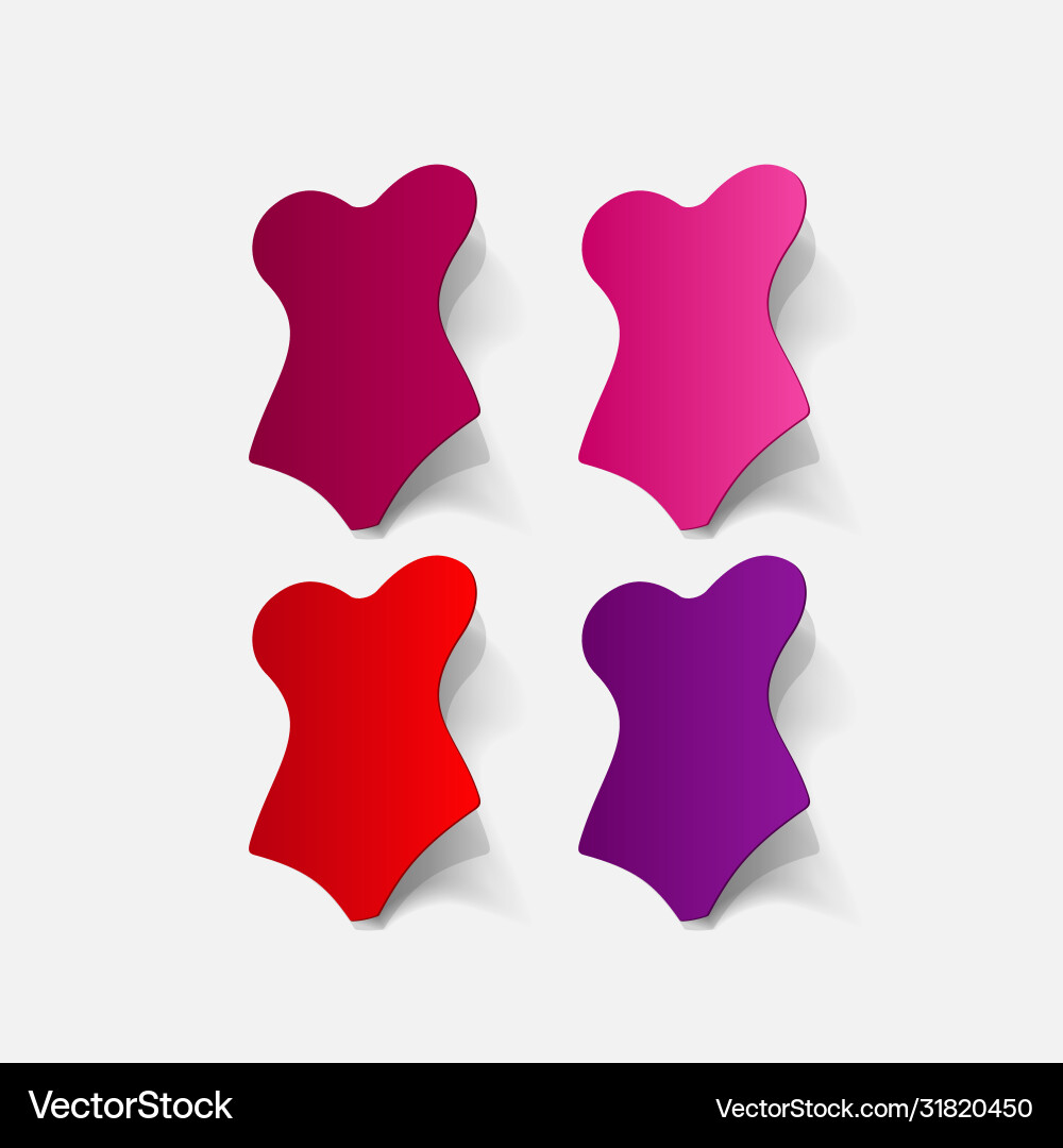 Realistic paper sticker swimsuit Royalty Free Vector Image