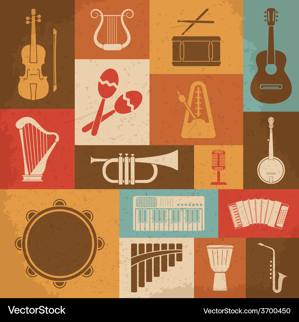 Retro Musical Icons Collection Royalty Free Vector Image