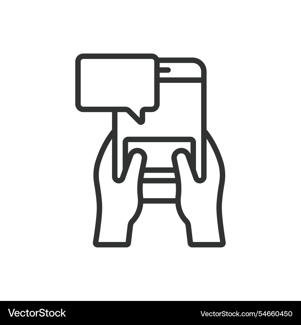 Typing message on phone icon in line design Vector Image