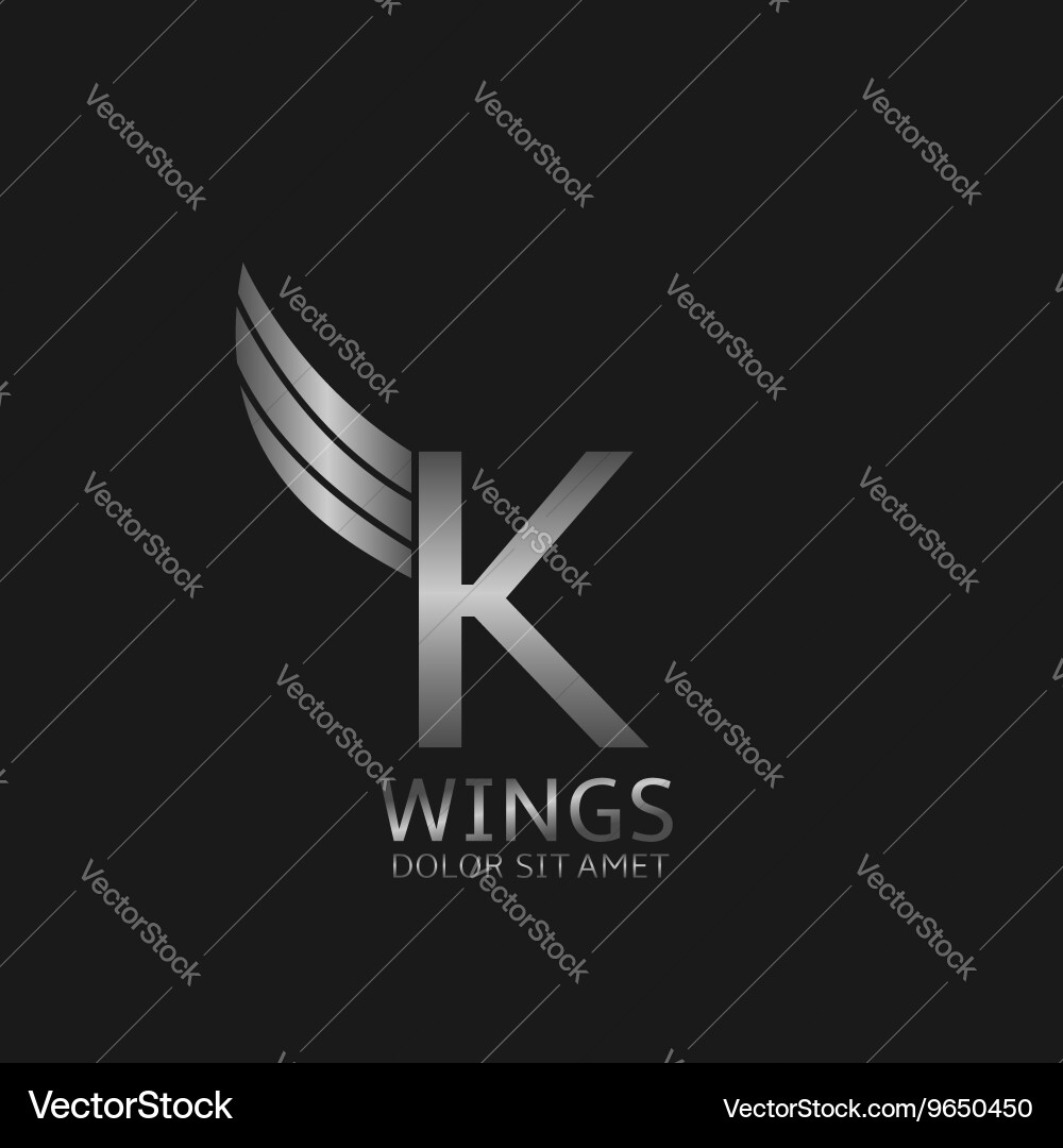 Wings k letter Royalty Free Vector Image - VectorStock