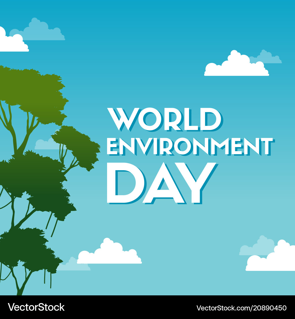 Word environment day poster tree Royalty Free Vector Image
