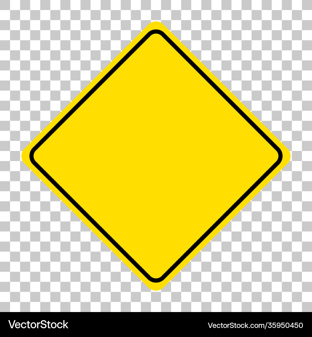 Yellow traffic warning sign on transparent Vector Image