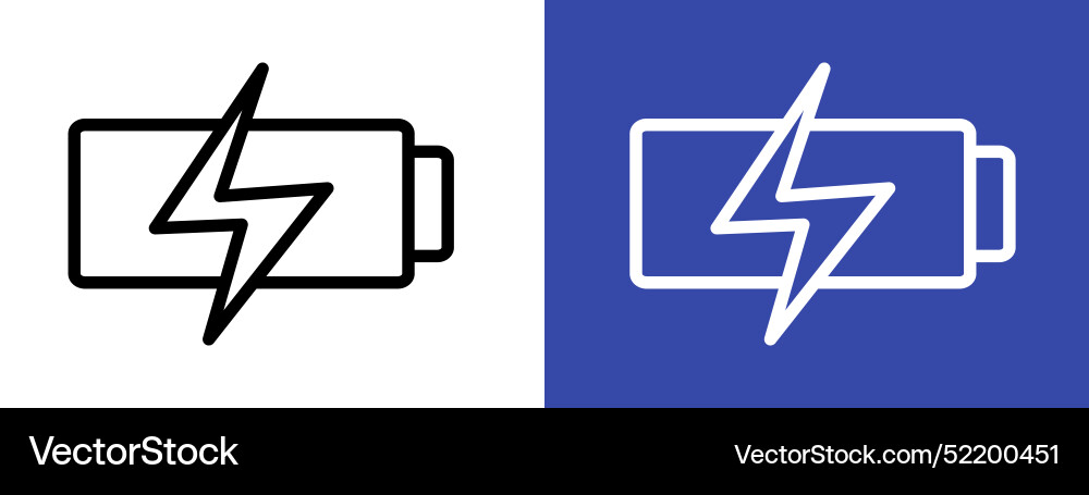 Battery icon logo sign set outline Royalty Free Vector Image