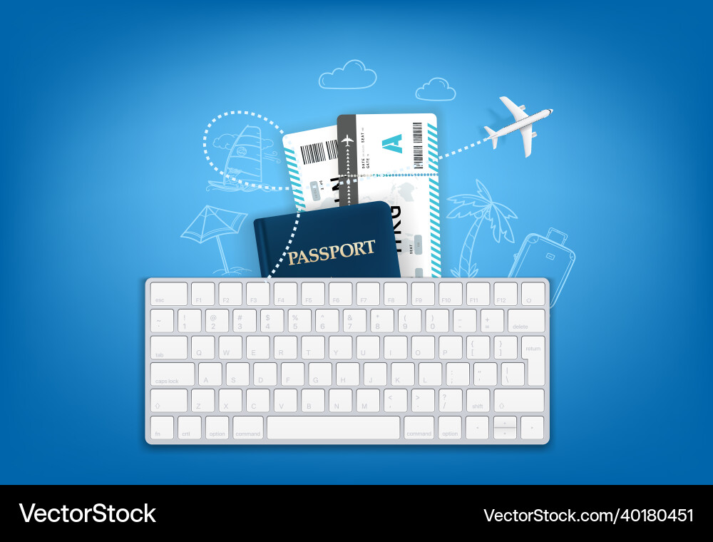 Booking tickets to a trip modern keyboard Vector Image